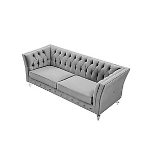 BeiXuan Modern Wood Frame Convertible Loveseat Sofa Bed,2-Seat Couch Leisure Chair with Upholstery Pillows,for Living Room/Reading/Bedroom/Apartment/Small Space,Black Velvet