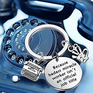 bobauna Administrative Assistant Keychain Secretary Gift Because Badass Miracle Worker Isn't an Official Job Title For Assistant Employee (badass administrative assistant keychain disc)