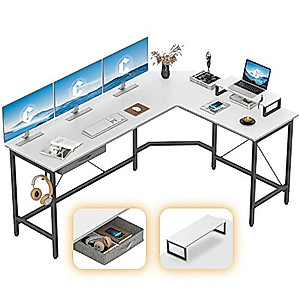 CubiCubi L Shaped Desk Computer Corner Desk, Home Office Gaming Table, Sturdy Writing Workstation with Small Table, Space-Saving, Easy to Assemble