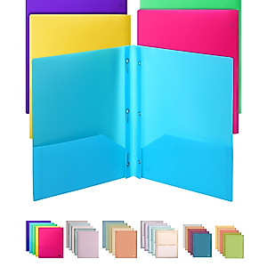 Mr. Pen- Folders with Pockets and Prong, 5 Pack, Plastic, Pocket Folders, Folders with Prongs, File Folders with Fasteners, 2 Pocket Folder, Folder with Pockets, Two Pocket Folder, 3 Prong Folders.