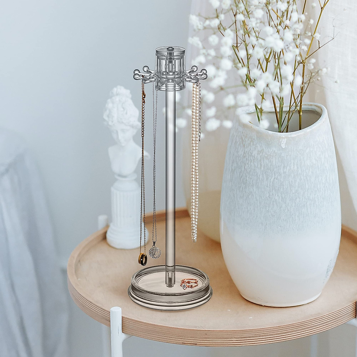 Amazing Abby - Temptation - Necklace Holder Stand with Spinning Hook Design, Jewelry Organizer Stand, Bracelet Tree Display, Perfect Storage Solution for Necklaces, Bracelets, Rings, and More