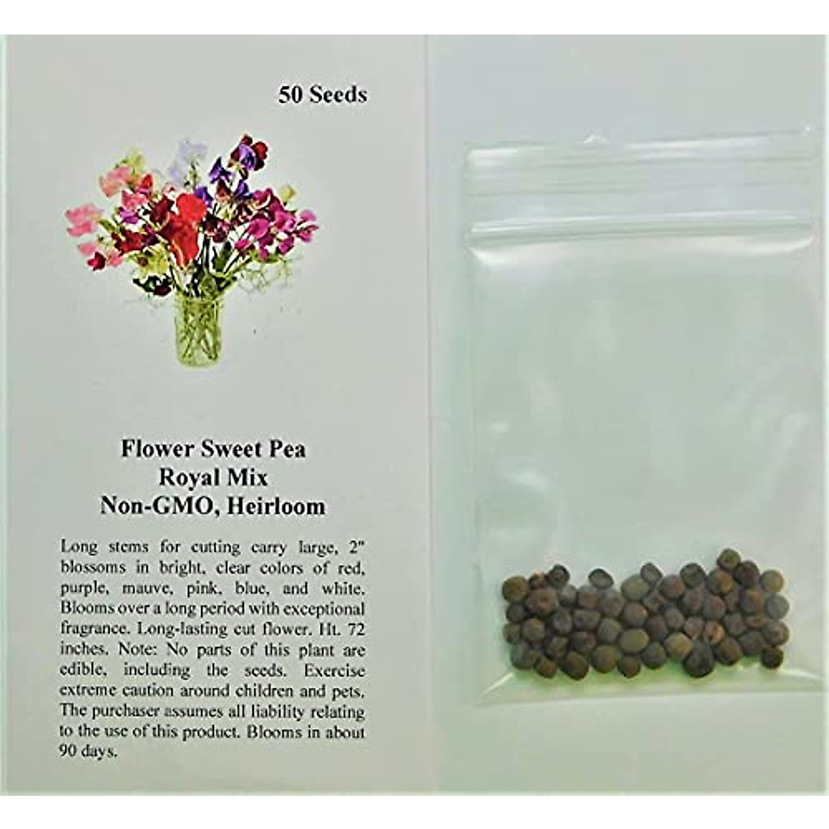 David's Garden Seeds Flower Sweet Pea Royal Mix FBA-1319 (Multi) 50 Non-GMO, Heirloom Seeds