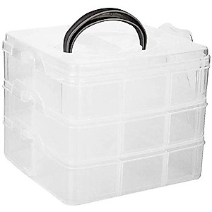 OULII 3 Layers 18 Compartments Craft Organizer Box Plastic Adjustable Storage Box Case Small Storage Container Case for Beads Crafts Jewelry Sewing Supply