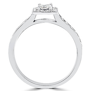 3/4 cttw Princess Cut Diamond Halo Engagement Wedding Ring Set 10K White Gold - Size 10