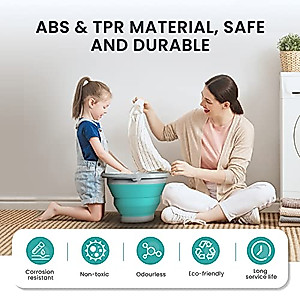 Portable Mini Washing Machine, Automatic Foldable Laundry Bucket,【2023 Upgrade Version】 Portable Ultrasonic Turbo Washer by for Socks Underwear, Travel Business Trip or College Rooms