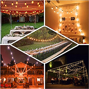 G40 Outdoor Frosted String Lights, 25Ft Globe Frosted White String Lights with 27 Small Round Bulbs, Waterproof Connectable Hanging Lights for Outside Backyard Porch Umbrella Bistro Decor, Black Wire