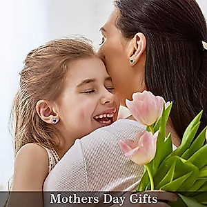 Iefil Earrings for Women, 925 Sterling Silver February Birthstone Purple Amethyst Heart Stud Earrings for Women Wife Mothers Day Anniversary Valentines Day Birthday Gifts for Women Jewelry