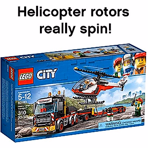 EGO City Heavy Cargo Transport 60183 Toy Truck Building Kit with Trailer, Toy Helicopter and Construction Minifigures for Creative Play (310 Pieces)