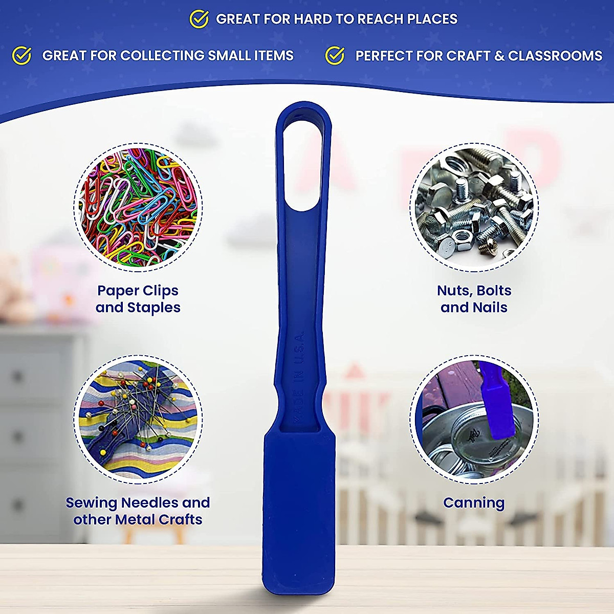 MR CHIPS Made in USA Set of 4 Bingo Magnetic Wands & 400 Pieces Upgraded ¾ Inch Plastic Chips with Metal Rings in 4 Colors Blue, Red, Green, and Purple