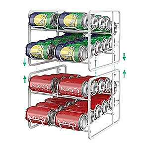 smusei Stackable Soda Can Organizer Soda Rack Holder for Pantry 4 Tier Beverage Can Dispenser Cola Storage Rack for Kitchen Cabinets Countertop, Holds 40 12oz Soda Cans or Canned Food - Matte White