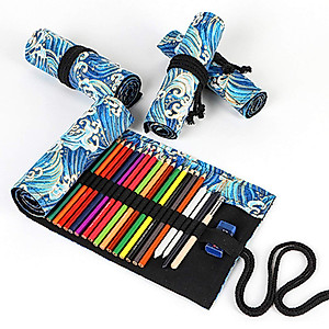 AkoMatial 12 Grids/24 Grids/36 Grids/48 Grids/72 Grids Large Capacity Pencil Holder Storage Bag Stationery Tools 48