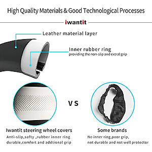 iwantit Black Car Seat Neck Pillow and The Black/White Gel Steering Wheel Cover