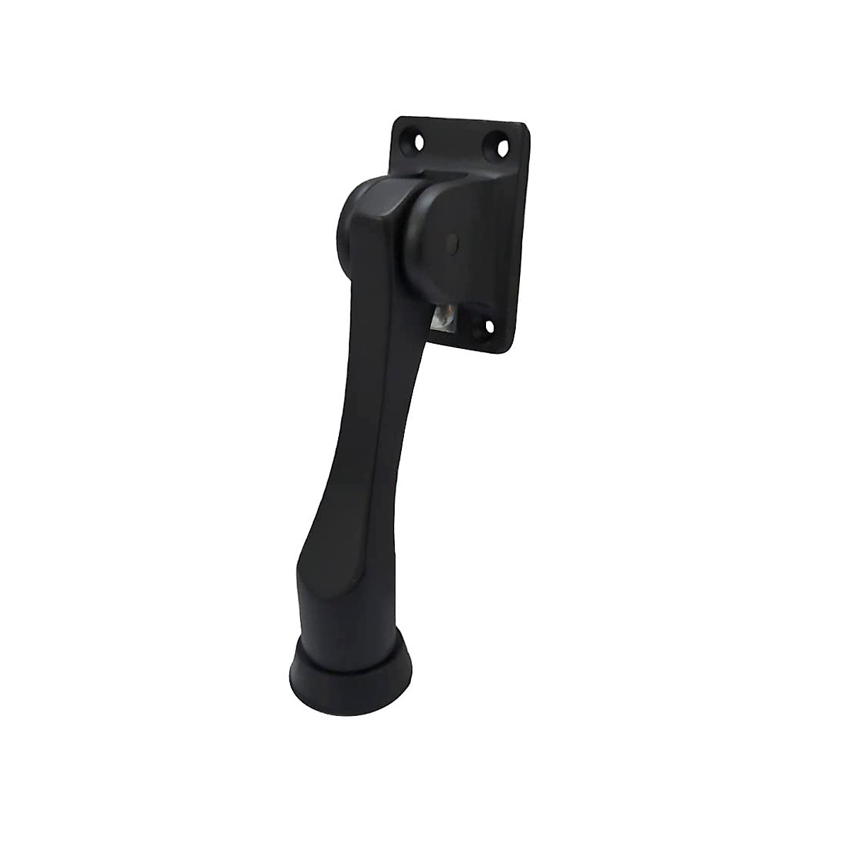 QCAA Solid Brass Drop Down Door Stop, 4", Matte Black, 1 Pack