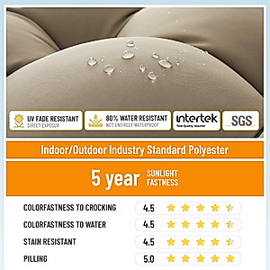 CAYIP 3 Pieces Outdoor Chair Cushions Clearance with Ties,44x19x5 Inches,1 Love seat &2 U-Shape Tufted Patio Bench Cushions for Wicker Outdoor Furniture,All Weather,Khaki