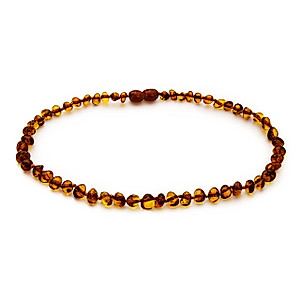 Baltic Amber Necklace (Authentic, Certified) - 12.5 inches - Unisex Jewelry - Cognac (Polished) - Real Amber Beads - Proud to Deliver Genuine Baltic Sea Wonder Handcrafted by Amber Guru