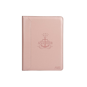 Free Engraved Name, Personalized Portfolio Binder for Women, PU Leather 3 Ring Binder Padfolio Organizer, Business Resume Zippered Portfolio with A4 Writing Pad, Corporate Gift, Customized, Pink