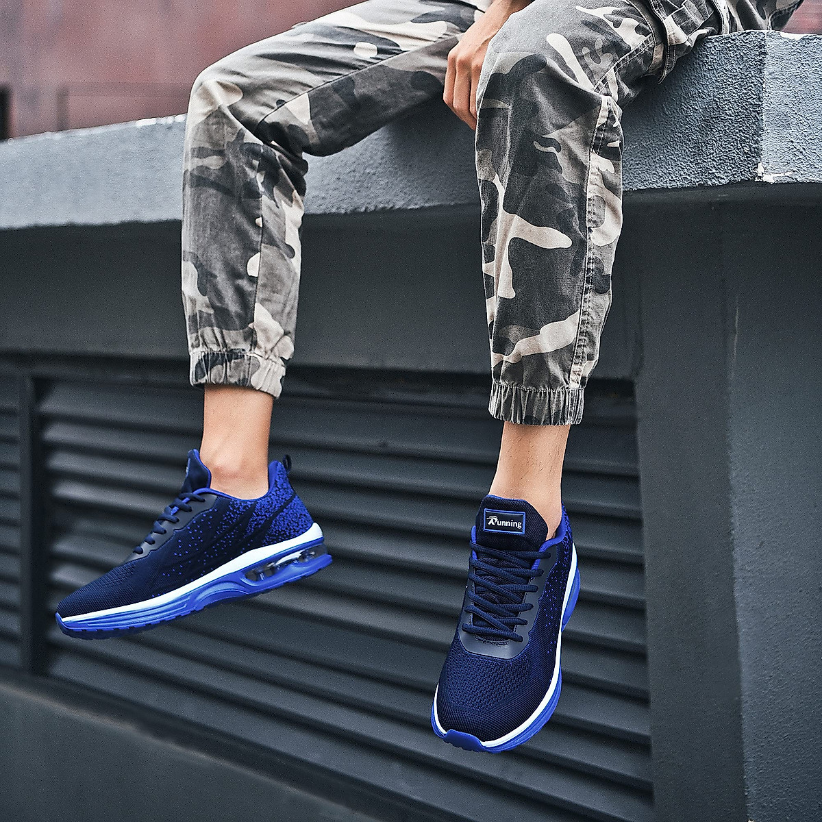 Autper Mens Air Athletic Running Tennis Shoes Lightweight Sport Gym Jogging Walking Sneakers(Darkblue US 9.5)