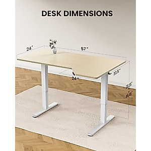 ErGear L Shaped Height Adjustable Electric Standing Desk 57" Corner Standing Desk Sit Stand Desk with Splice Board Ergonomic Desk Home Office Desk Computer Workstation, Natural