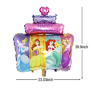 Princess Party 3rd Birthday Balloon Bouquet Decorations 7PCS Princess Foil Balloons For Girls Birthday Baby Shower Princess Themed Party Decorations (4th Birthday)