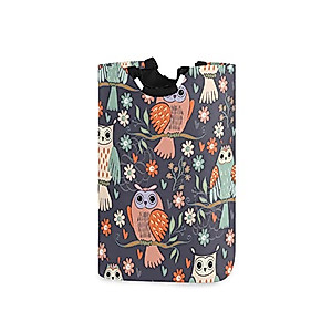 Kigai Sweet Owl Large Laundry Baskets Waterproof Collapsible with Handles Dirty Clothes Organizer Toy Storage Basketfor College Dorms Laundry Room Bedroom Bathroom