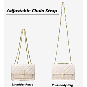 YXBQueen Chain Purse Quilted Handbags for Women Crossbody Bags Quilted Chain Crossbody Bag White