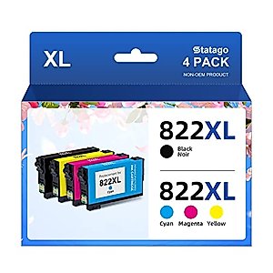 Statago Remanufactured Ink Cartridge Replacement for Epson 822XL T822XL 822 XL Combo Pack for Workforce Pro WF-3820 WF-4830 WF-4820 WF-4833 WF-4834 Printer (4-Pack)