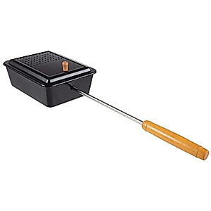 Campfire Popcorn Popper - Old Fashioned Popcorn Maker with Nonstick Finish and Extended Handle - Camping Gear by Great Northern Popcorn (Black)