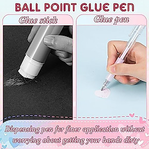 Lincia 12 Pcs Ball Point Glue Pen Easy Control Glue Pens for Crafting Liquid Fabric Glue Pen with 12 Refills for Kids Scrapbook Card Making School Supplies DIY Art Drawing, 1 mm Tip, 6 Colors