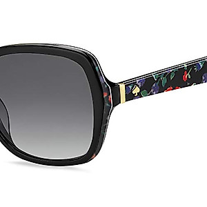 Kate Spade New York Women's Karalyn Square Sunglasses, Black Floral Print, 56 mm