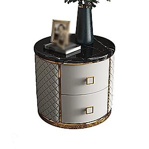 Bedside Tables Bedside Table Round Marble Bedside Cabinet Bedroom Furniture Storage Storage Nightstand Side Table (Color : Gold)