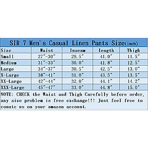 SIR7 Men's Linen Casual Lightweight Drawstrintg Elastic Waist Summer Beach Pants Denim Blue XL
