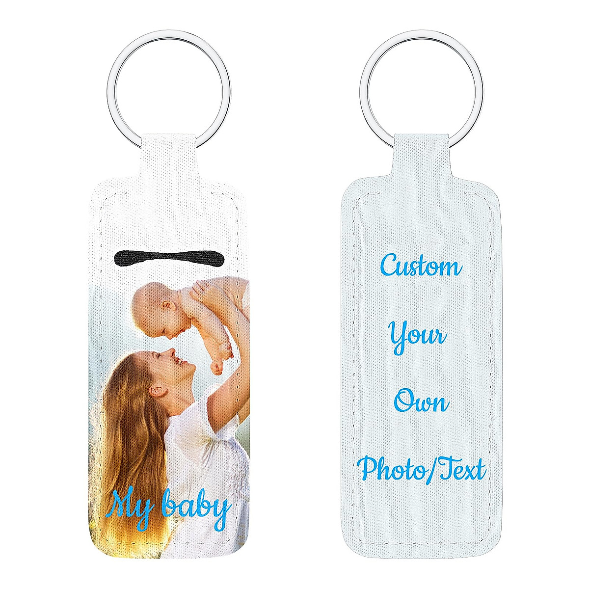 Wyleaves Premium Personalized Chapstick Holder Keychain, Custom Photo Text Chapstick Holder Keychains Lipstick Holder Neoprene Lipstick Keychain Holder, 1pcs