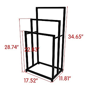 HAHRIR Black Metal 3-Tiers Stainless Steel Towel Racks ,Freestanding Towel Holder for Bathroom Accessories Organizer，for Bath Storage & Hand Towels&Washcloths& Blanket Rack