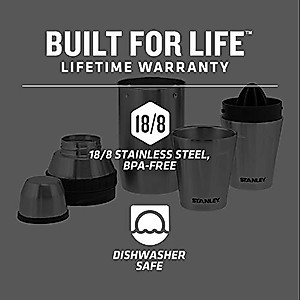 Stanley 10-02107-022 The Happy Hour Cocktail Shaker Set Stainless Steel 20OZ / .59 L shaker + Two- 7OZ / .2L cups