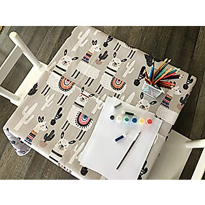 Baby Mat | Splat mat for Under Portable high Chair | Baby Floor mat | Baby Mat | Craft Mat | Anti Slip | 51" Grey Llama | Jazdup