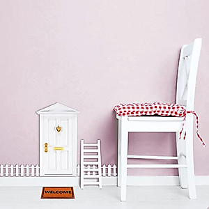 Tooth Fairy Door Kit Mini Wooden Tooth Fairy Door with Accessories Fairy Tale Education Learning Toy for Girls Dollhouse Fairy Garden Decoration DIY Craft Activities (White, Red, God, Brown)