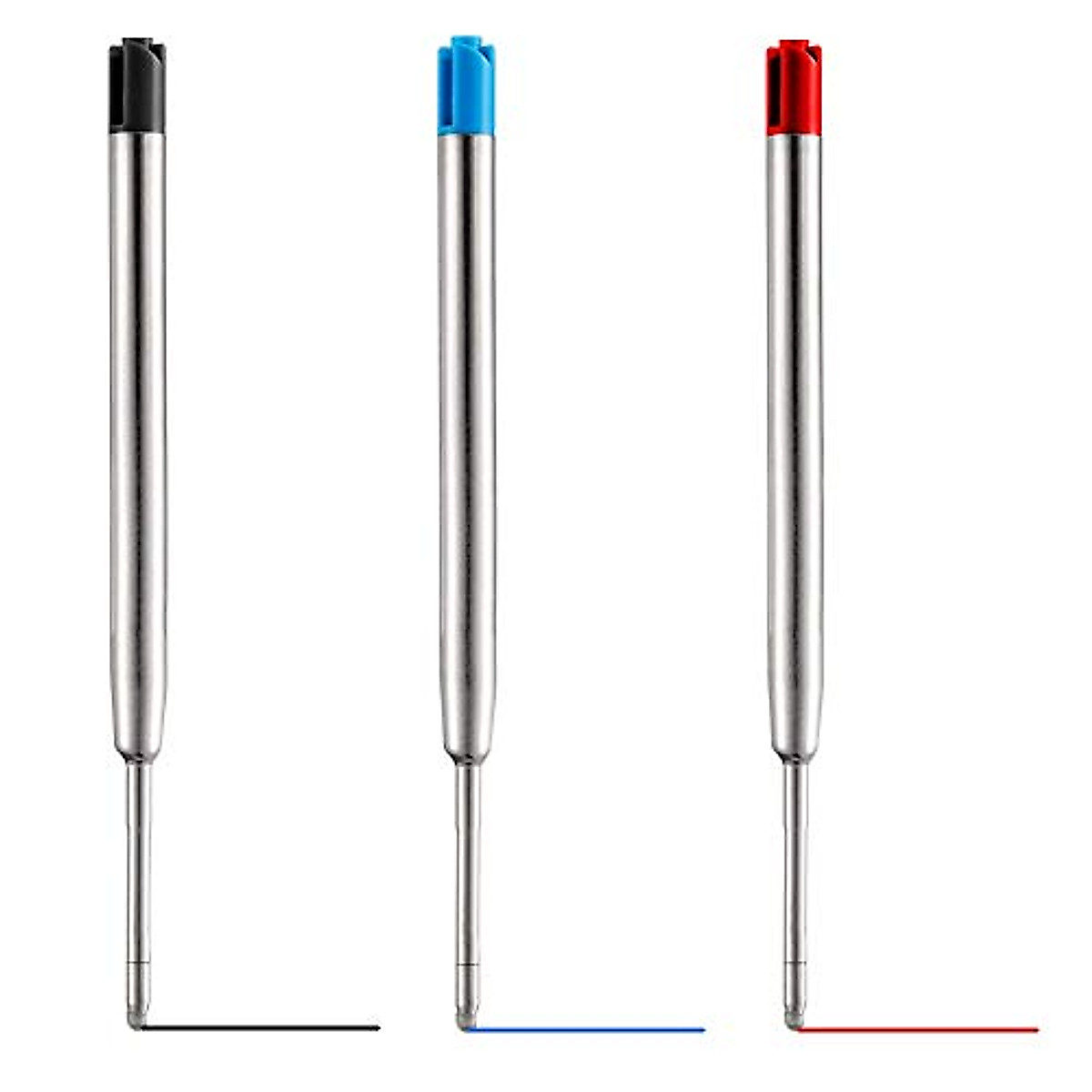 HeTaoCat Blue Ink Refill Pack of 5, Replaceable Ballpoint Pen Refills, Medium Point Metal Refil (Blue)