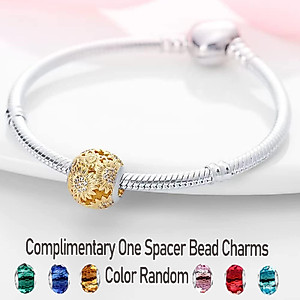 LNQOBU Happy Life Pendant Charm Bead Fits for Charm Bracelets - 925 Sterling Silver Dangle Pendant Bead for Woman Girl(With one Spacer Beads Charms)