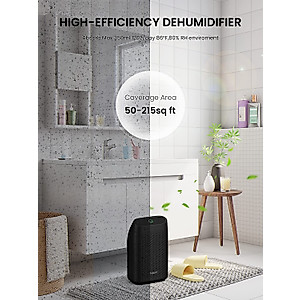 Hysure Dehumidifier,700ml Compact Deshumidificador 1200 Cubic Feet(215 sq ft) Quiet Portable Dehumidifier for Bathroom RV Dorm Room Baby Room Home - Black