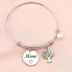 BEKECH Mimi Bracelet Grandma Mimi Charm Expandable Wire Bangle Mimi Jewelry Grandmother Gift for Family Mimi Nana Nonna(Mimi bracelet)