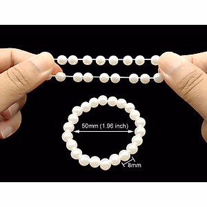 YOKOKE Elastic Pearl Wrist Bands Wristlets Corsage Accessories Bracelet for Wedding Prom Flowers (12Pcs White Pearl Wristbands)