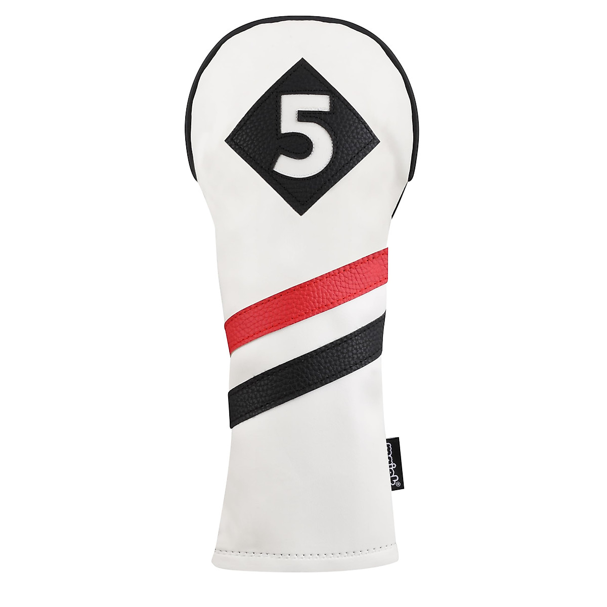 Majek Retro Golf Headcovers White Red and Black Vintage Leather Style 1 5 H Driver Fairway Wood and Hybrid Head Cover Classic Look