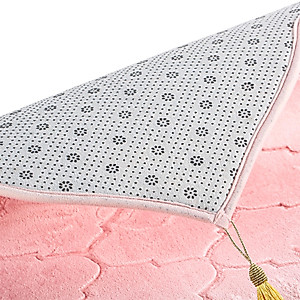 JE JOUE Prayer Rug Muslim Mat Islamic - Thickening Sponge Muslim Rug for Kids Men Women with Islam Prayer Beads for Eid Travel Ramadan, Soft Luxury Great for Knees and Forehead （Pink）