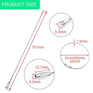 12 Pack Stainless Steel Cable Wire Key Chain Kids Key Rings Travel Aircraft Luggage Tag Loops Hanging Outdoor Keychain Kayak Boat Hiking Camping Kits 6 Inch Length