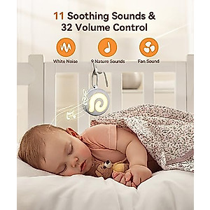 Portable Sound Machine Baby - Dreamegg D11 White Noise Machine for Baby Sleeping with Night Light, White Noise, Lullaby, Nature Sounds, Child Lock, USB Rechargeable Sound Machine for Travel Nursery