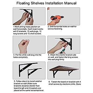 Kosiehouse Floating Shelves, Wall Mounted Rustic Pine Wood Farmhouse Shelf with Brackets Storage Rack Display Ledge Set of 3 for Bedroom Bathroom Living Room Kitchen Office