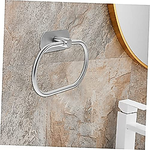 DOITOOL Towel Ring Hand Towel Adhesive Shelf Hook Vintage Towel Hanger Rod Sink Mount Dish Dryer Stand Black Hanger Bathroom Towel Hanger Towel Holder Single Shot Counter Stainless Steel
