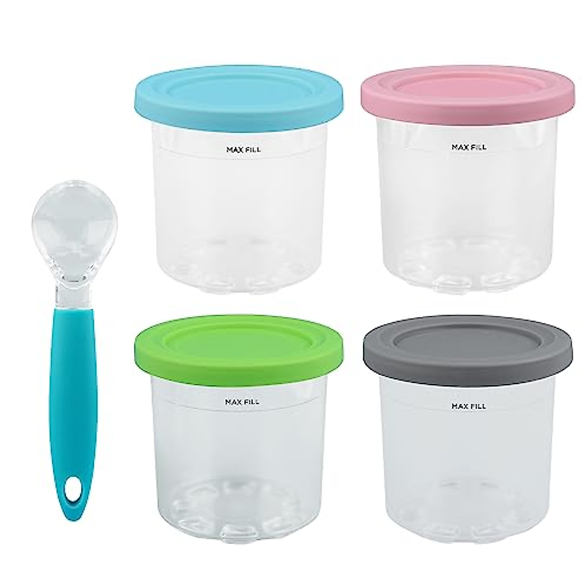 Ice Cream Pint Container, Ice Cream Pints Cup with Lids Replacements for Ninja Creami Pints, Ice Cream Pints Kitchen Accessories for NC301 NC300 NC299AM Series Ice Cream Maker (Multicolor)