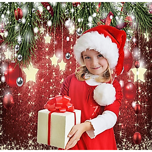 SJOLOON Christmas Backdrops Red Ball Theme Background Shining Stars Background New Year Backdrop for Christmas Party Decoration Banner Photo Shoot 12364 (10x10FT)