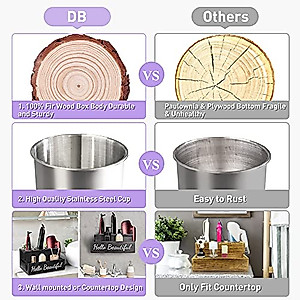 DB Rustic Black Hair Dryer Holder, Wooden Hair Tool Organizer, Bathroom Supplies Countertop Storage and Vanity Caddy for Blow Dryer Curling Iron Holder Hair Straightener Brush Hair Styling Accessories